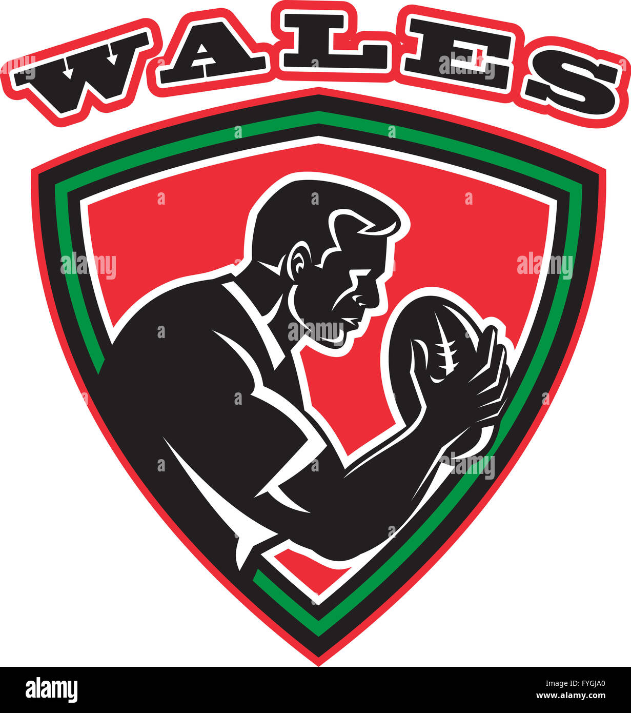 Rugby player Wales shield Stock Photo - Alamy