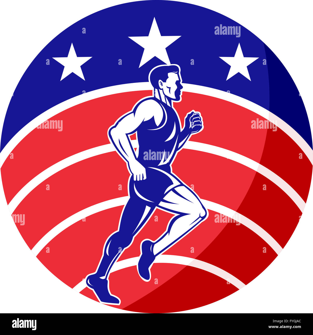American Marathon runner stars stripes flag Stock Photo - Alamy