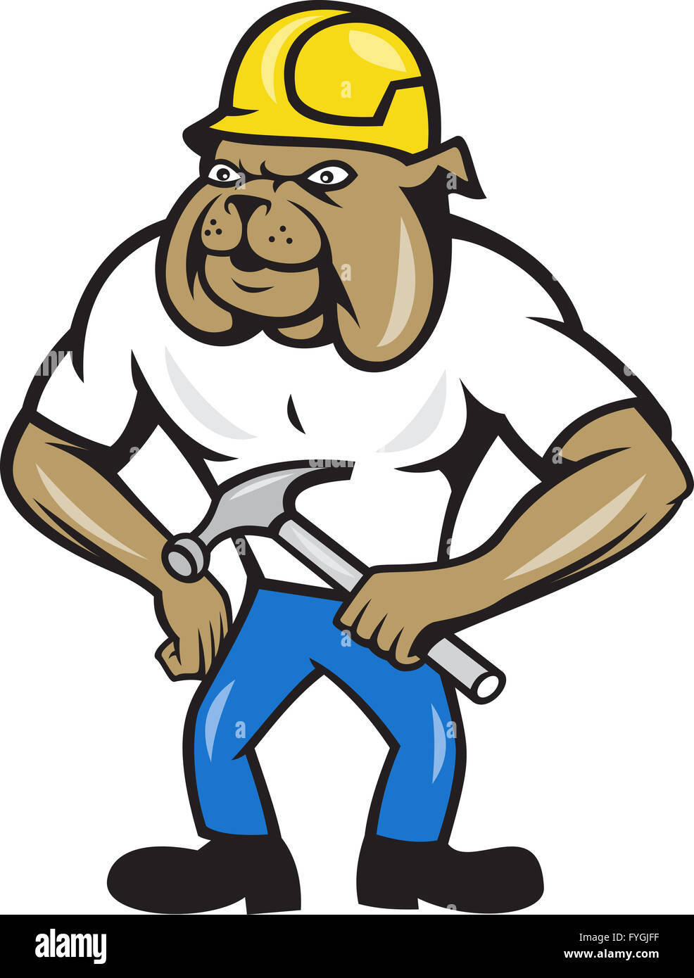 Bulldog Construction Worker Hammer Stock Photo - Alamy