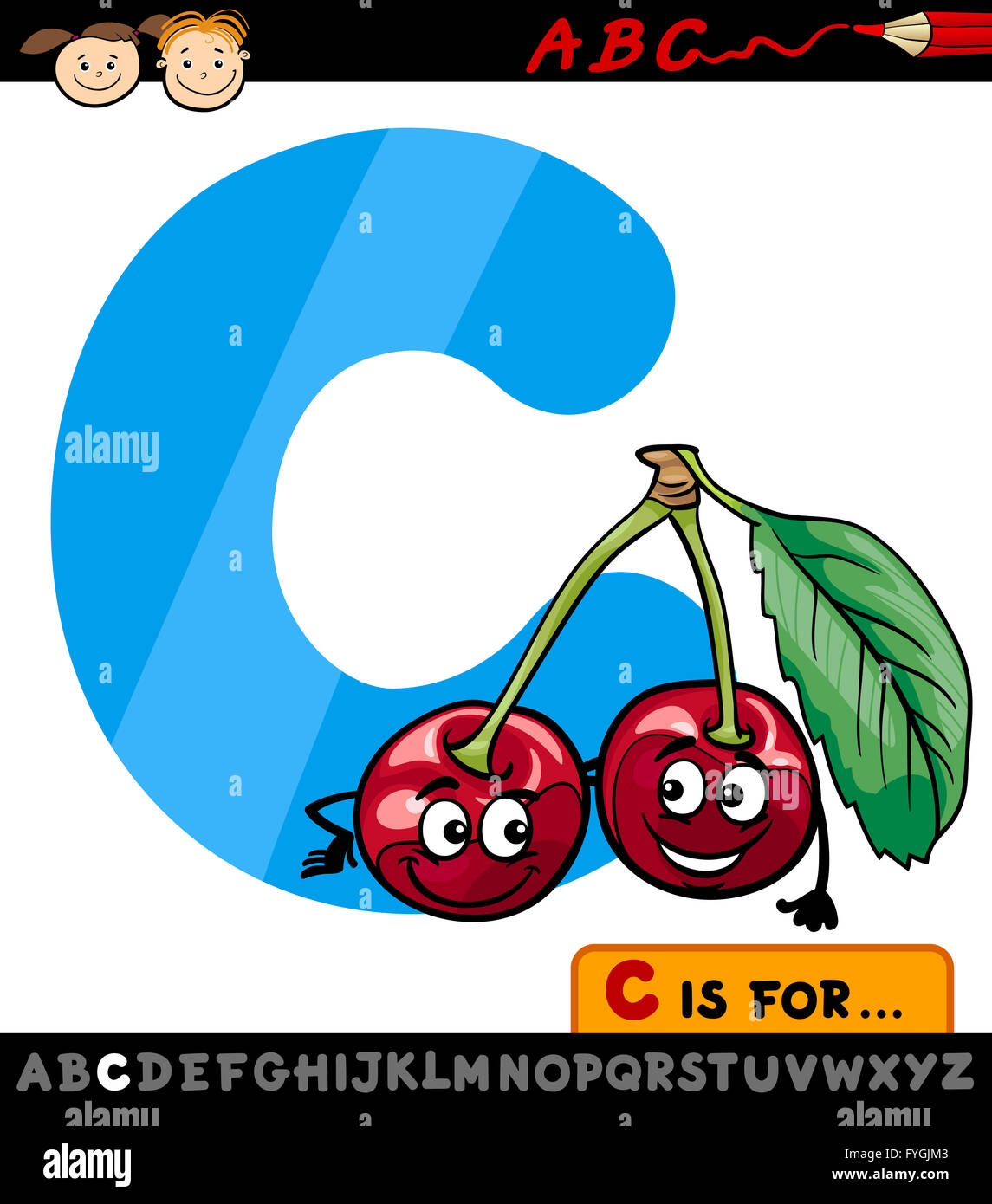 letter c with cherry cartoon illustration Stock Photo - Alamy