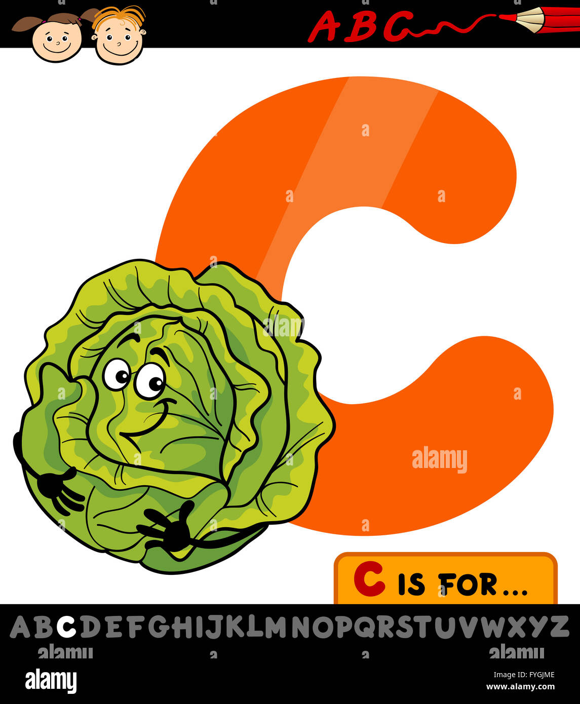 letter c with cabbage cartoon illustration Stock Photo - Alamy