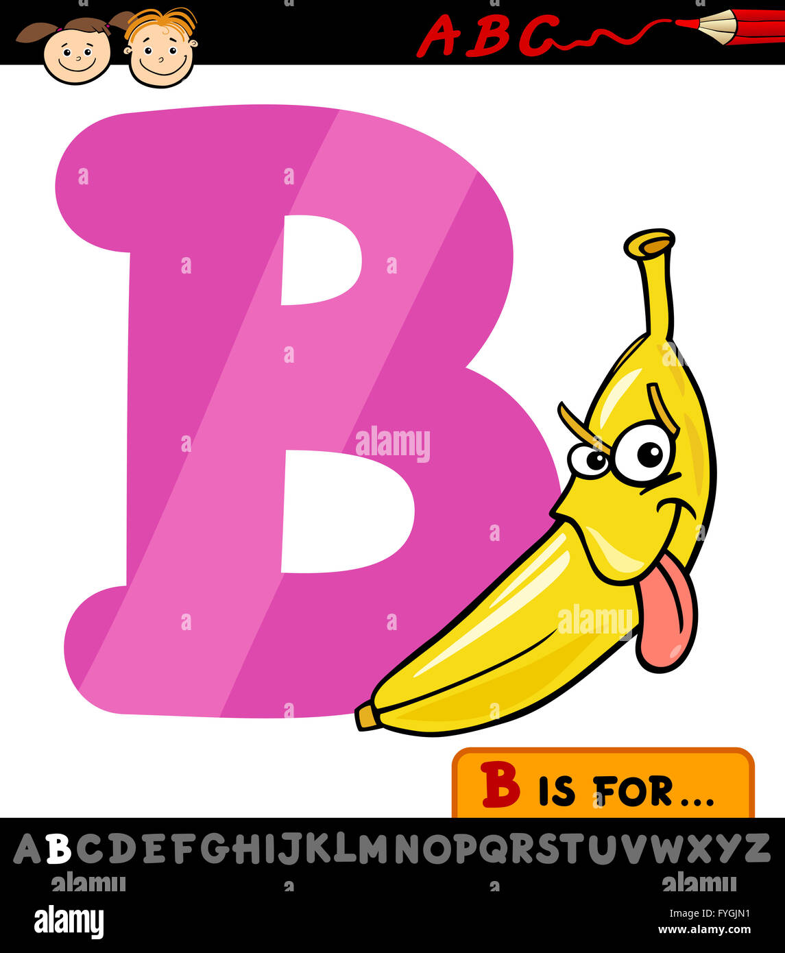 letter b with banana cartoon illustration Stock Photo - Alamy