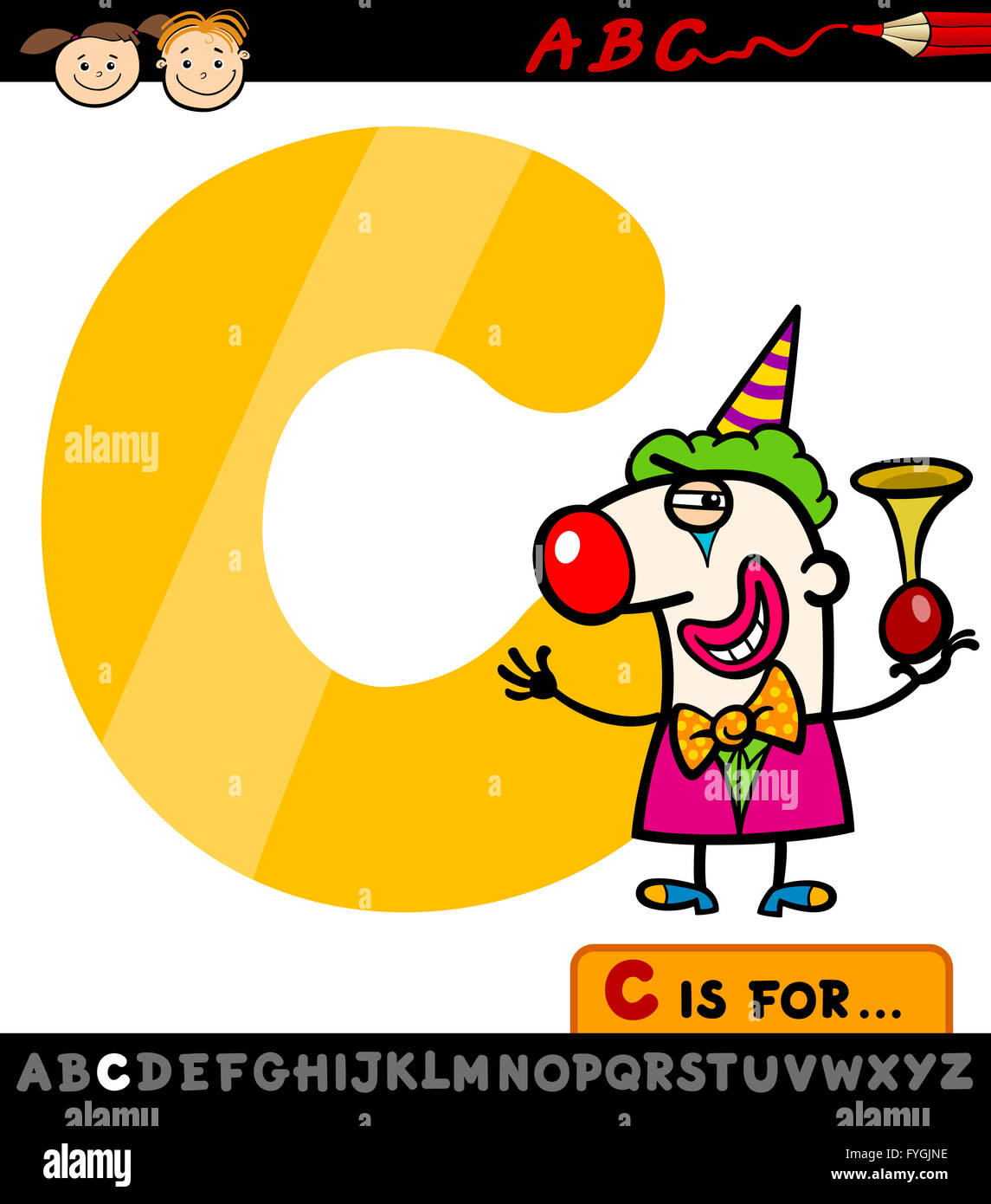 letter c with clown cartoon illustration Stock Photo - Alamy