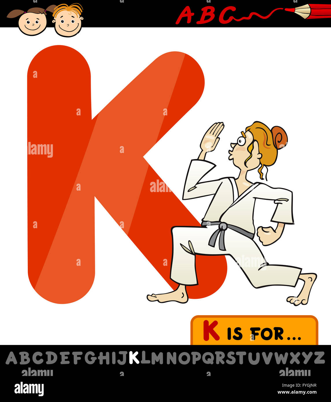 letter k with karate cartoon illustration Stock Photo - Alamy
