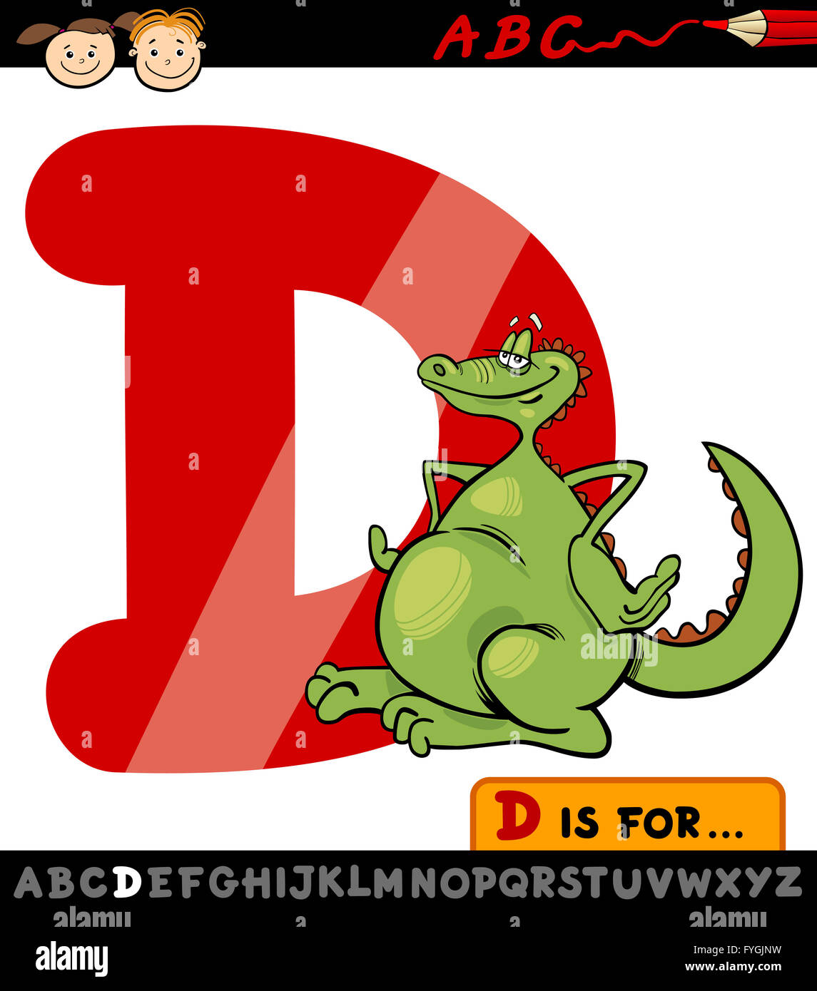 letter d with dragon cartoon illustration Stock Photo - Alamy