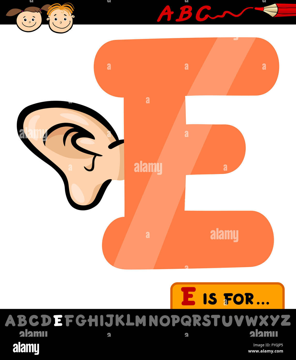 letter e with ear cartoon illustration Stock Photo - Alamy