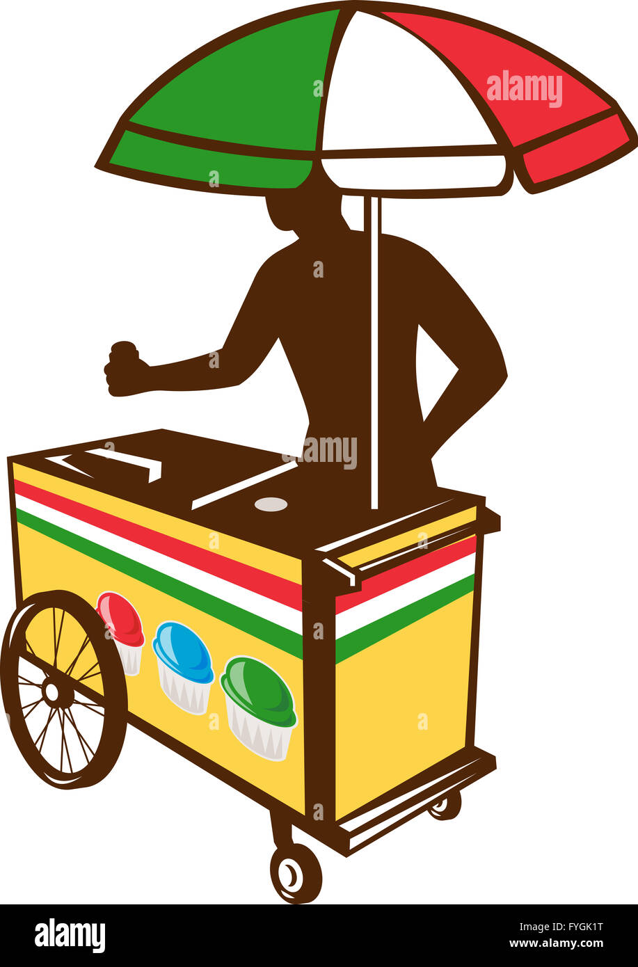 Italian Ice Push Cart Retro Stock Photo - Alamy