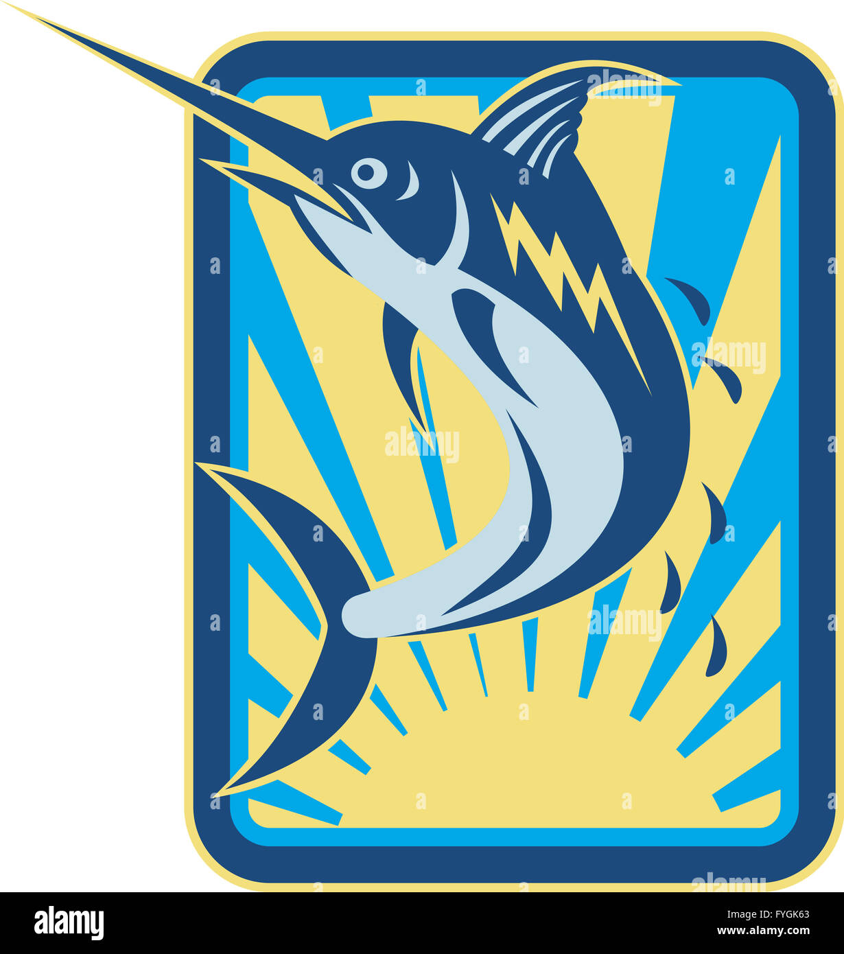 Blue Marlin Fish Jumping Retro Stock Photo - Alamy