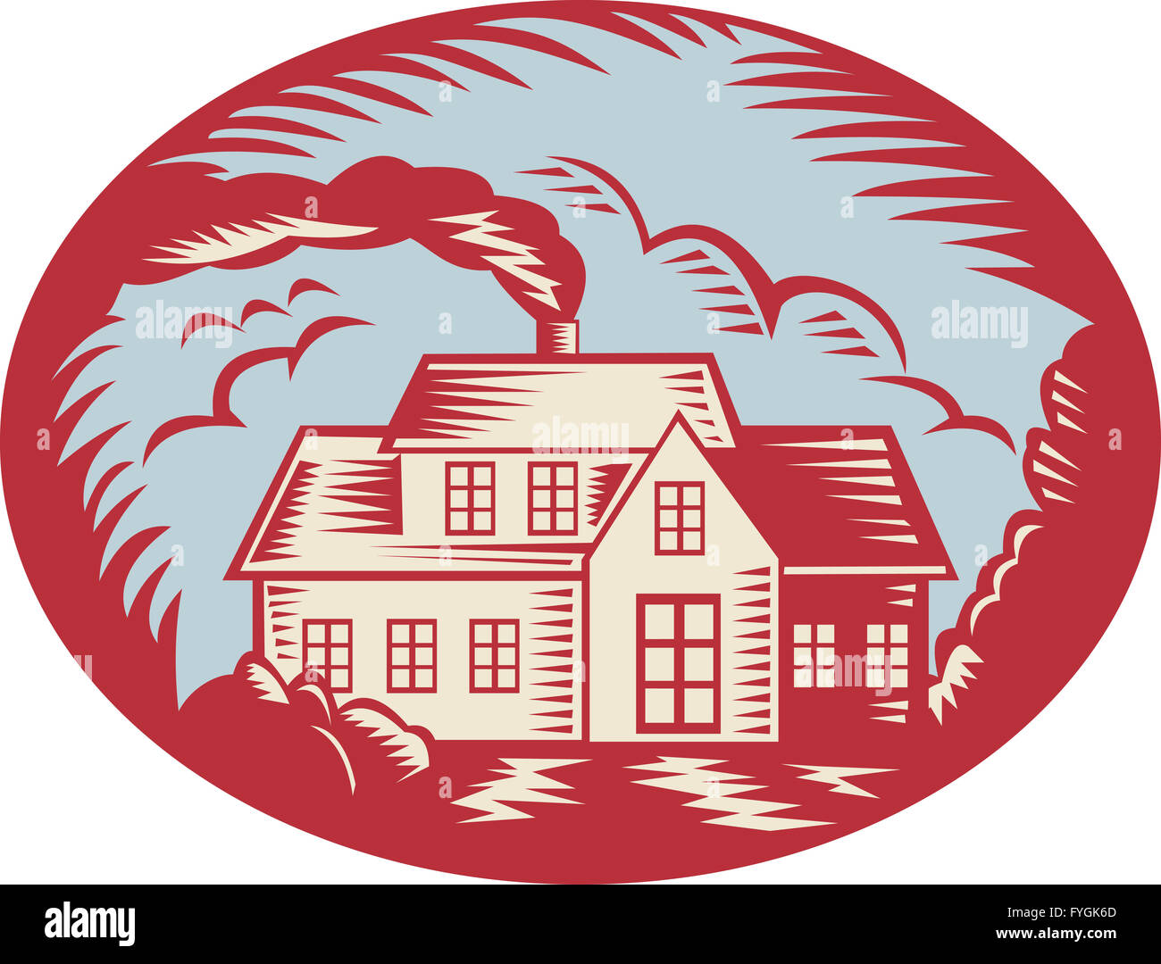 House Homestead Cottage Woodcut Stock Photo - Alamy