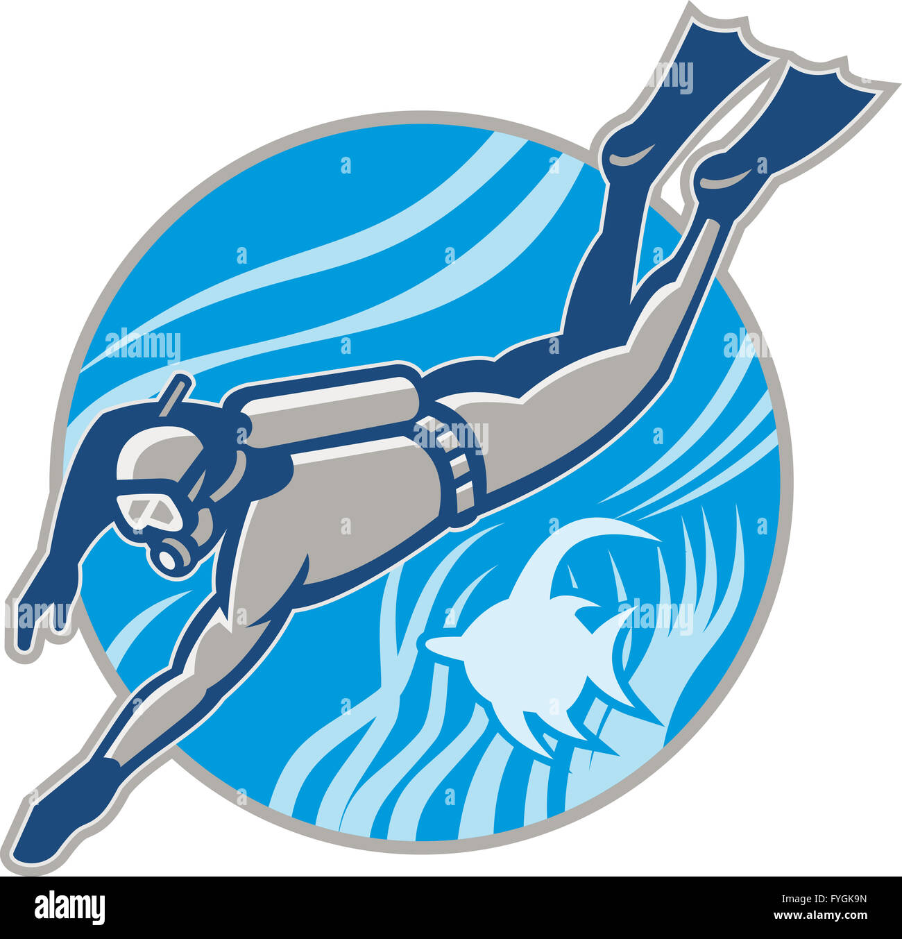 Scuba Diver Diving Retro Stock Photo - Alamy