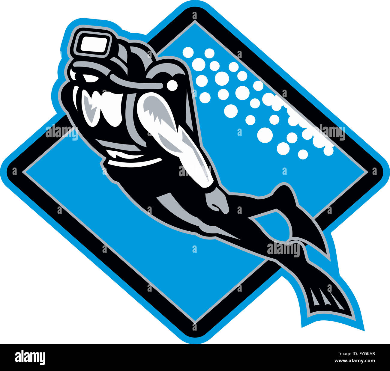 Scuba Diver Diving Retro Stock Photo - Alamy