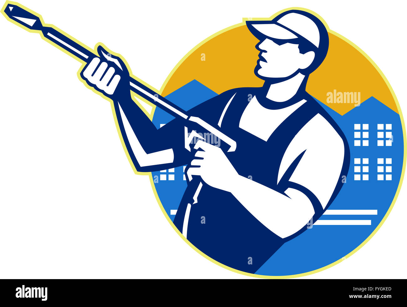Power Washing Pressure Water Blaster Worker Stock Photo - Alamy