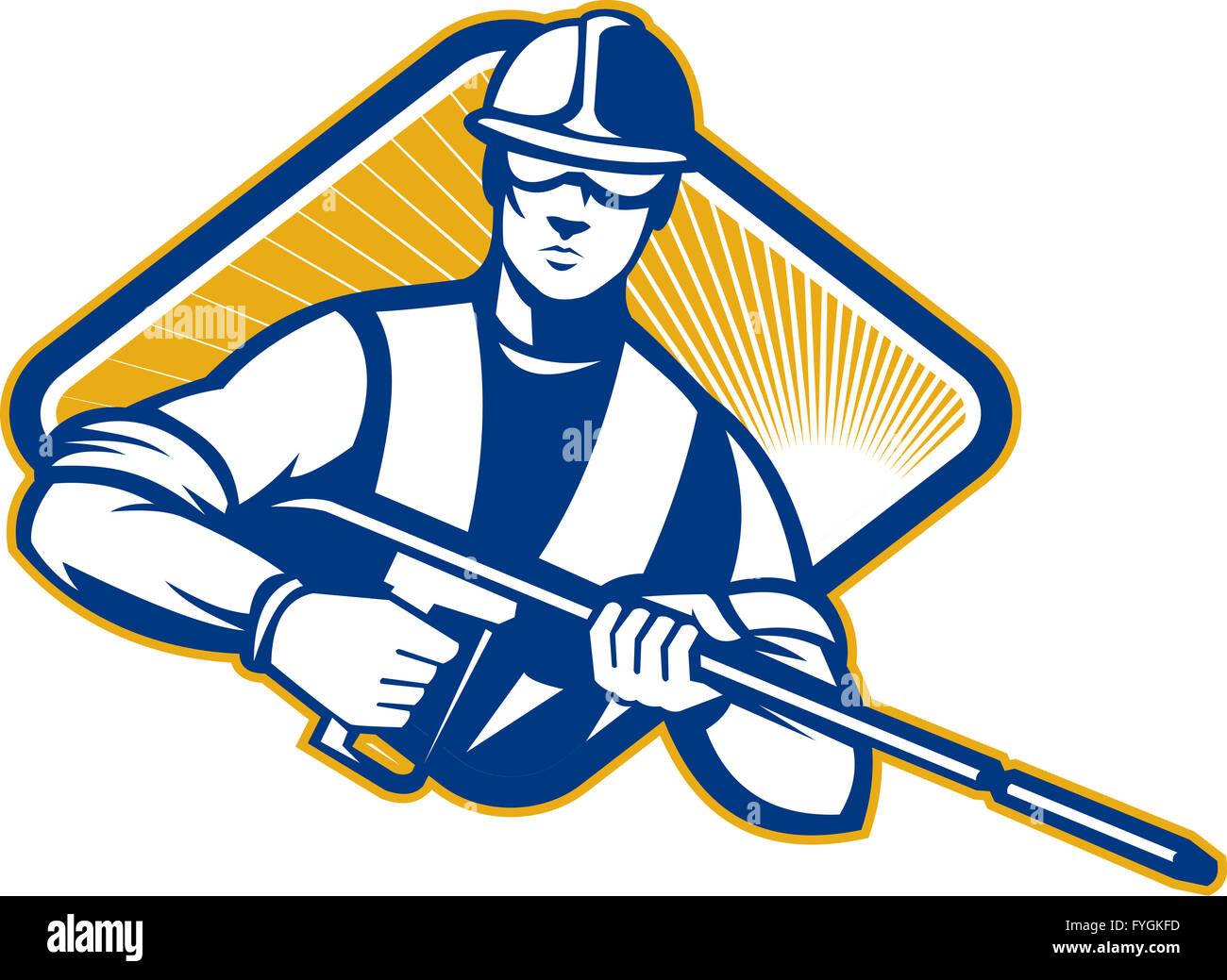 Power Washing Pressure Water Blaster Worker Stock Photo - Alamy