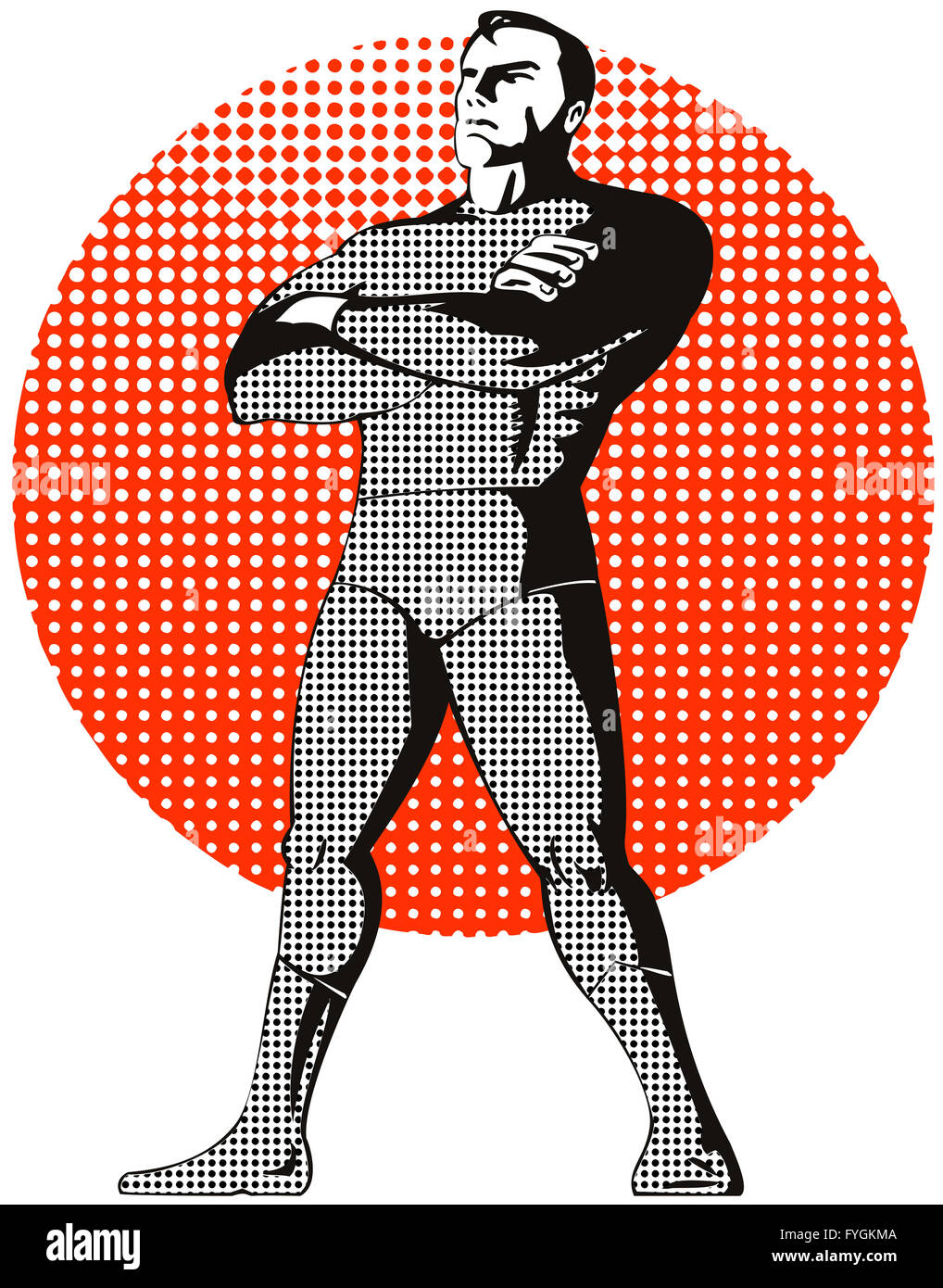 Super Hero Standing Retro Stock Photo - Alamy