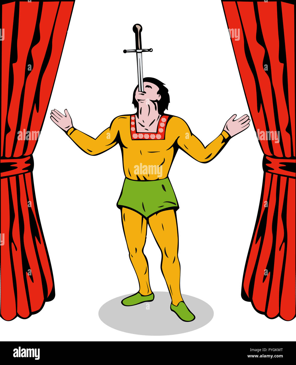 Sword Swallower Retro Stock Photo - Alamy