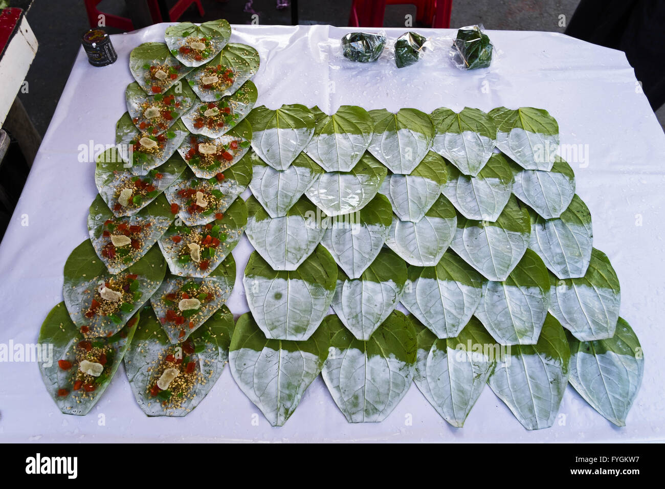 Preparation of betel nuts, Yangon, Myanmar, Asia Stock Photo - Alamy