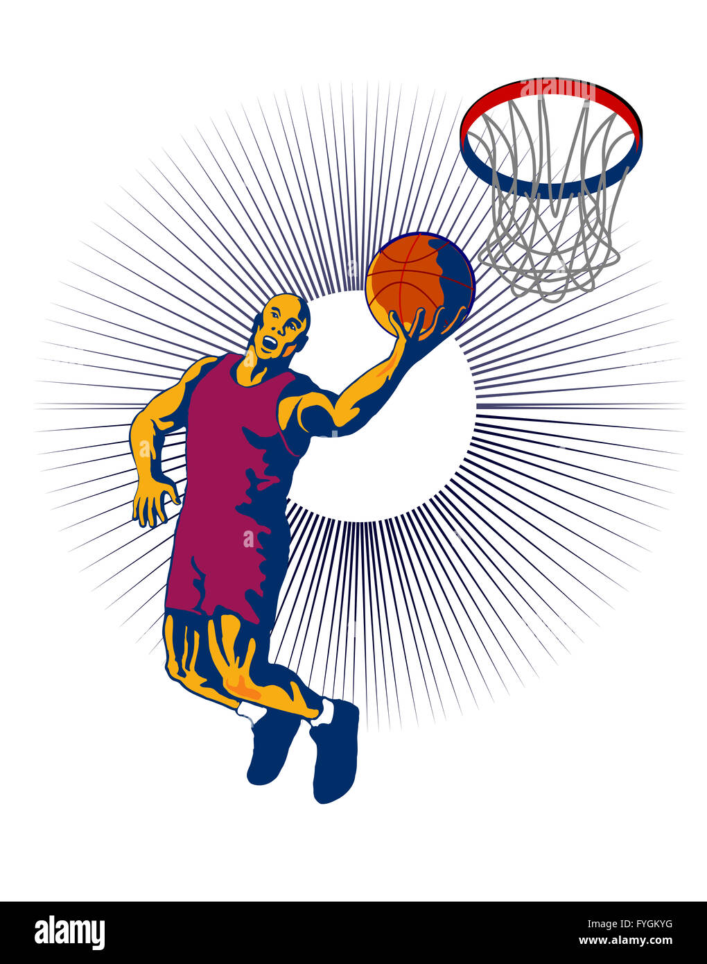 Illustration Basketball Player Dunking Ball High Resolution Stock ...