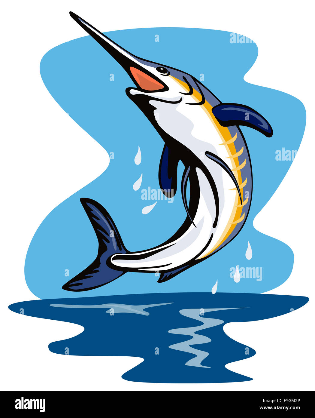 Blue Marlin Fish Jumping Retro Stock Photo - Alamy