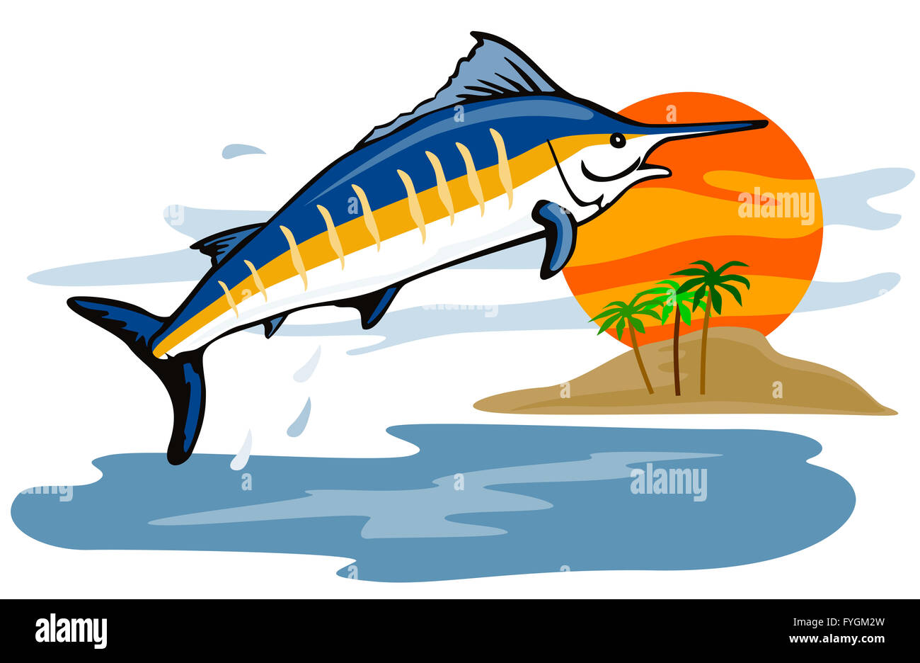 Blue Marlin Fish Jumping Retro Stock Photo - Alamy