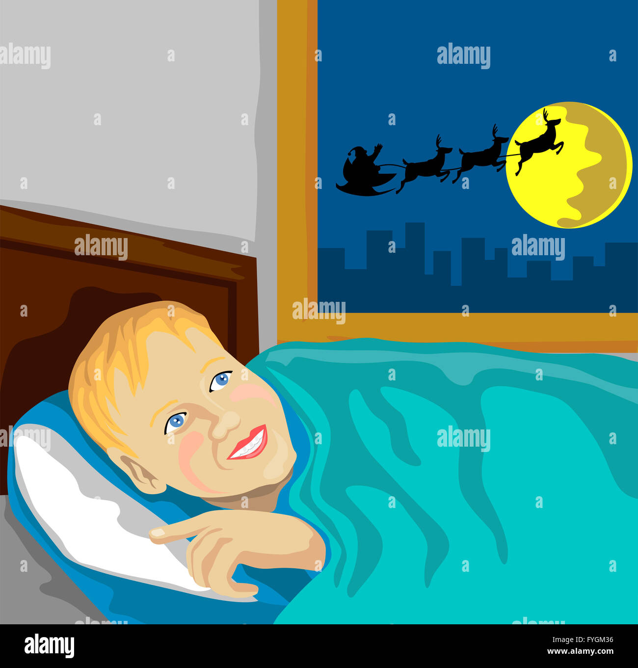 Boy Wishing Santa Stock Photo - Alamy