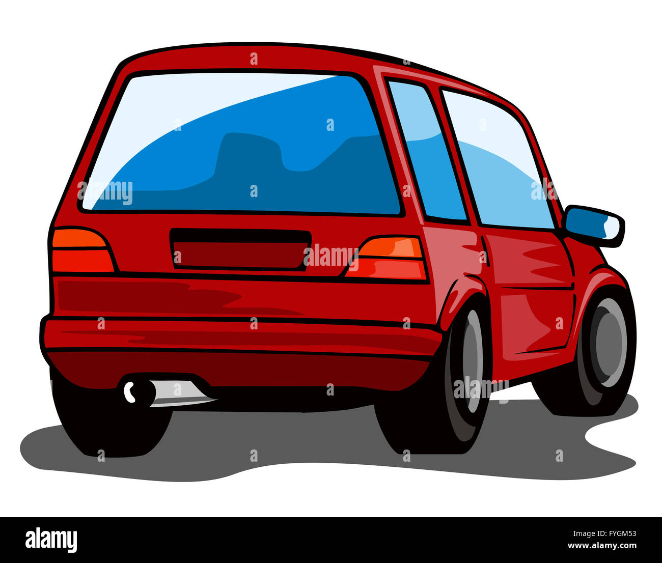 Red Car Station Wagon Back View Stock Photo - Alamy