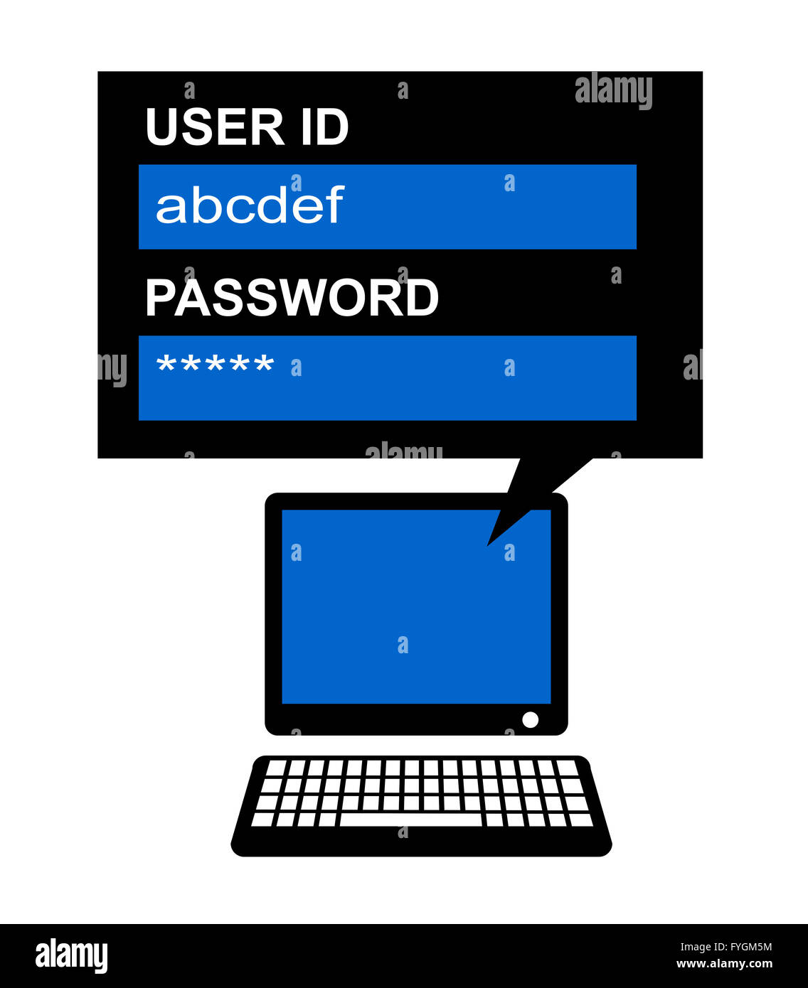 Computer with Dialogue Box Stock Photo - Alamy
