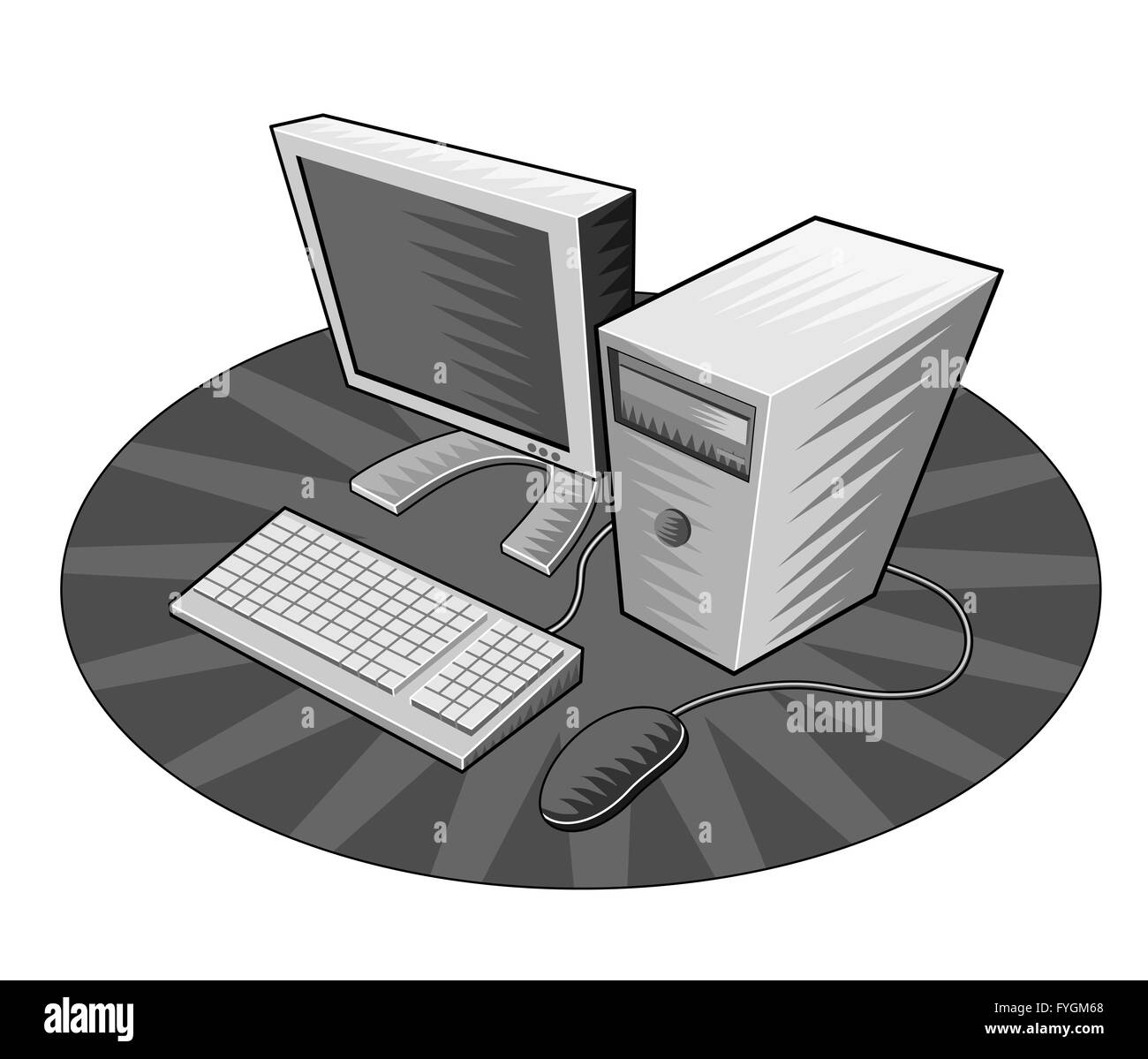 Computer Monitor Mouse Retro Stock Photo - Alamy