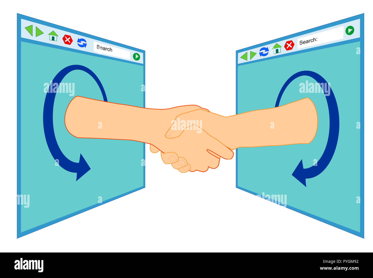 Internet Handshake Over Window Stock Photo - Alamy
