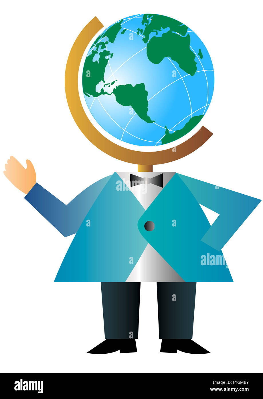 Man with Globe Head Stock Photo - Alamy