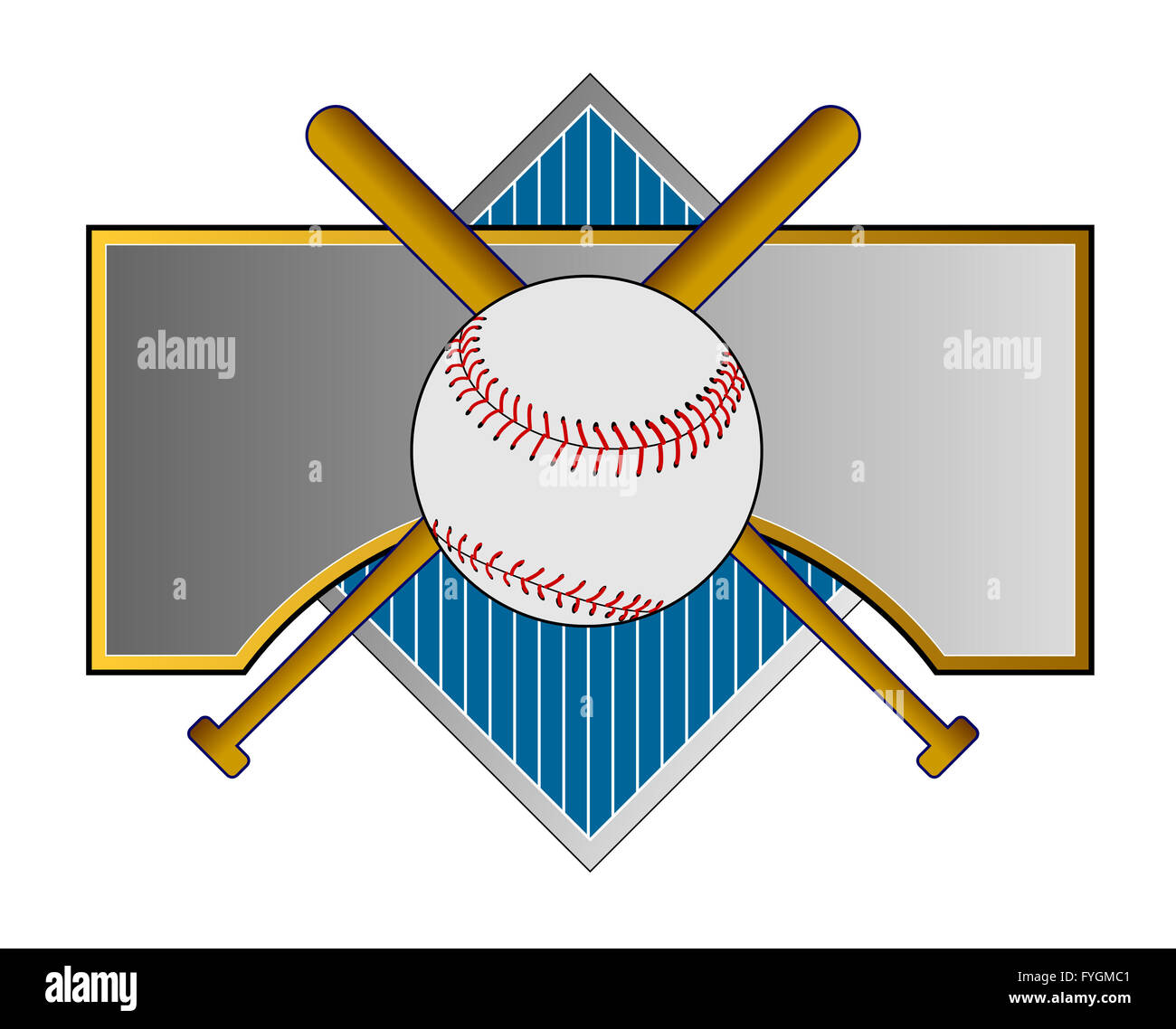 Baseball and Bat on Metal Crest Stock Photo - Alamy