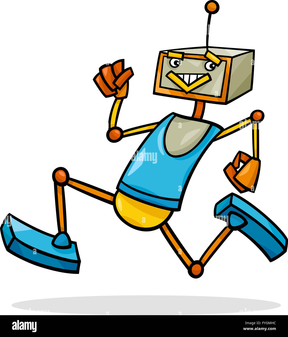 cartoon running robot illustration Stock Photo - Alamy