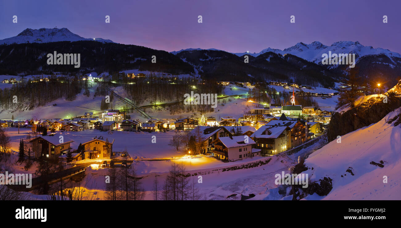 Mountains ski resort Solden Austria at sunset Stock Photo - Alamy