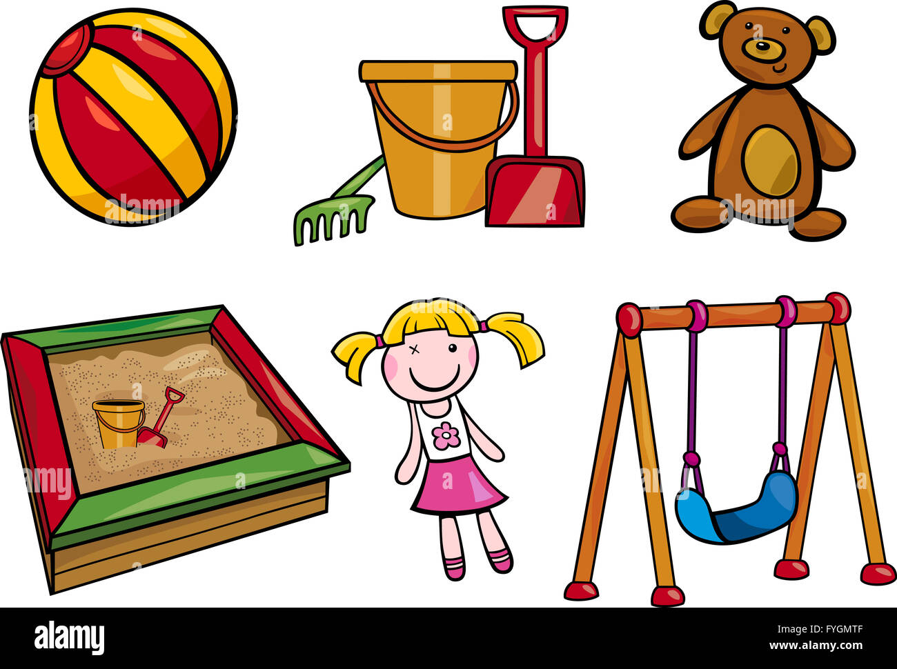 toys objects cartoon illustration set Stock Photo - Alamy