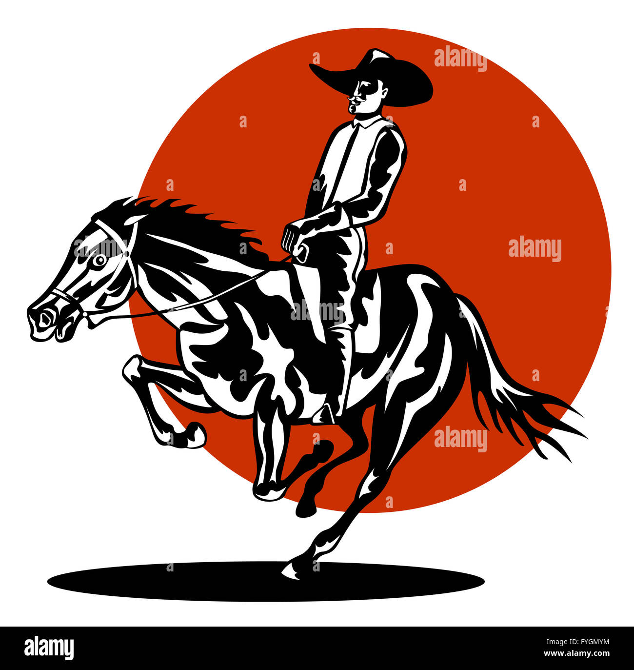 Illustration rodeo cowboy riding horse Cut Out Stock Images & Pictures ...