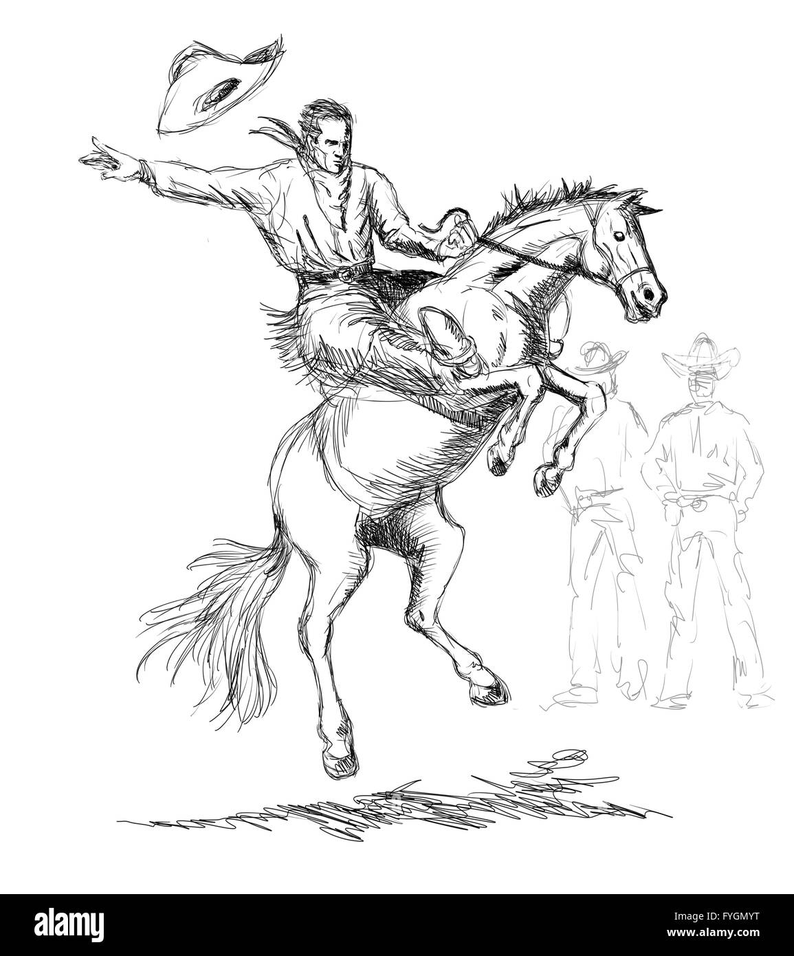 Cowboy riding horse at rodeo Cut Out Stock Images & Pictures - Alamy