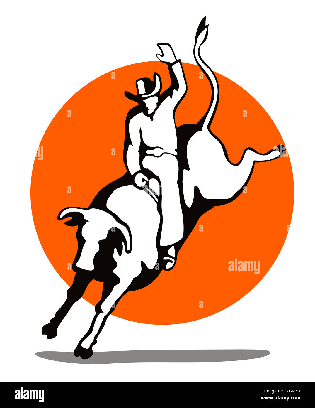 Rodeo Cowboy Bull Riding Retro Stock Photo - Alamy