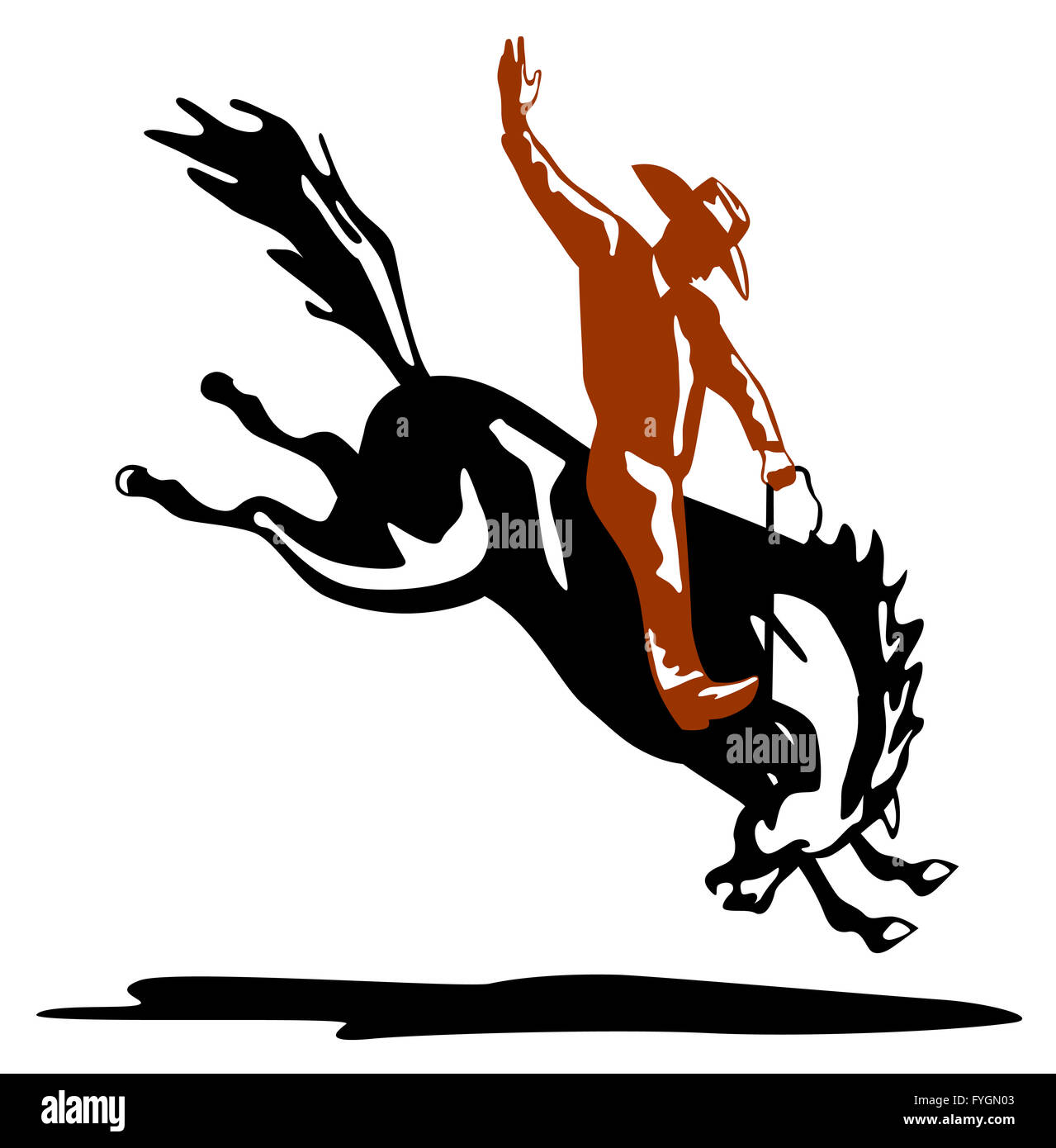 Rodeo Cowboy Riding Bucking Bronco Horse Stock Photo - Alamy