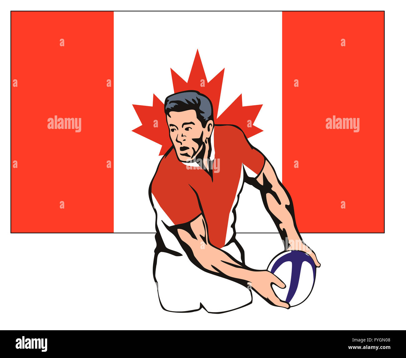 Canadian Rugby player passing ball Stock Photo - Alamy