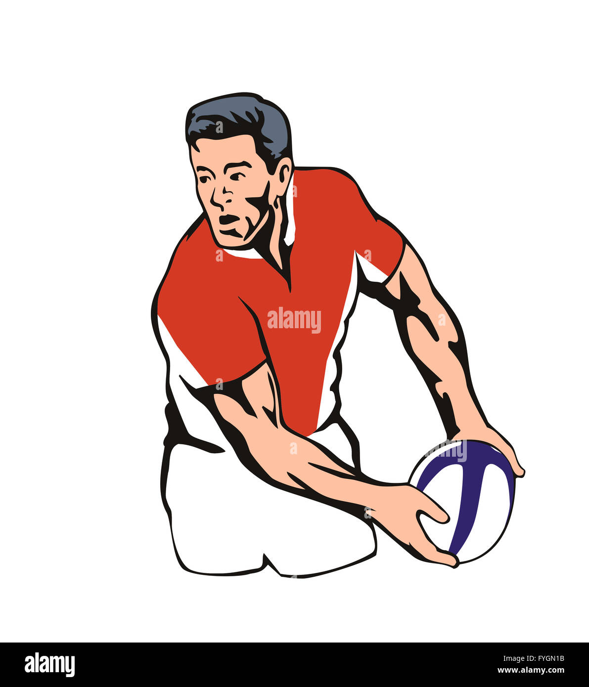 Rugby player passing ball Stock Photo - Alamy