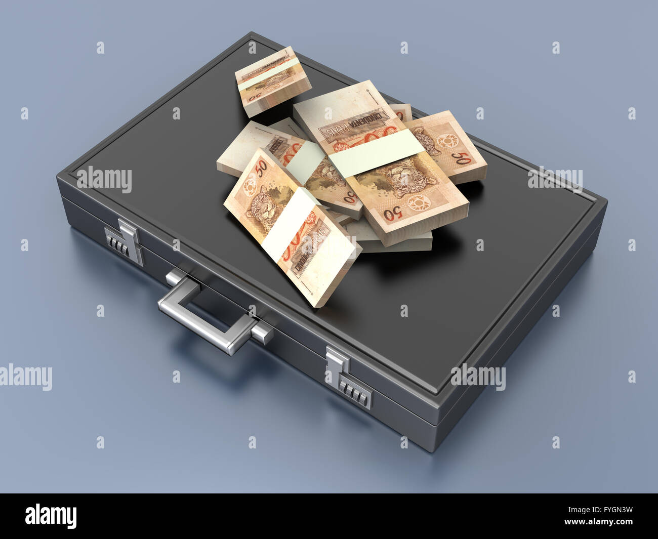 Briefcase with Cash Stock Photo - Alamy