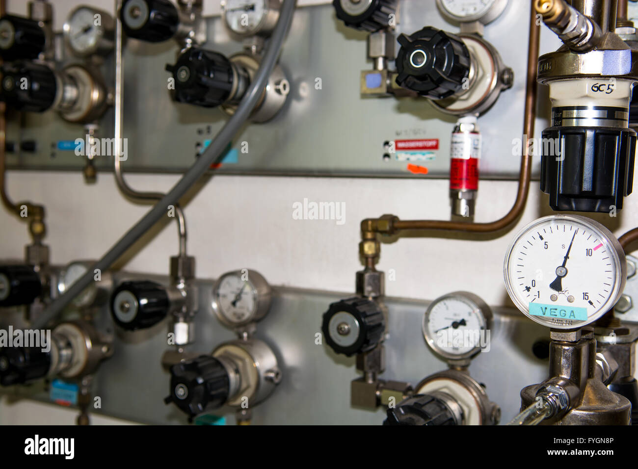 Gas Pipes with Valves and Instrument Stock Photo - Alamy