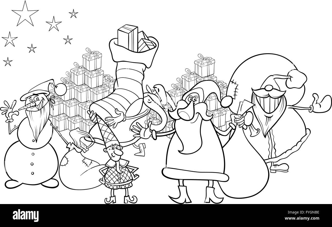Snowman christmas coloring page Black and White Stock Photos & Images ...