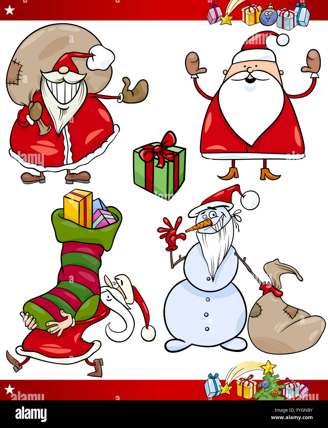 Santa and Christmas Themes Cartoon Set Stock Photo - Alamy