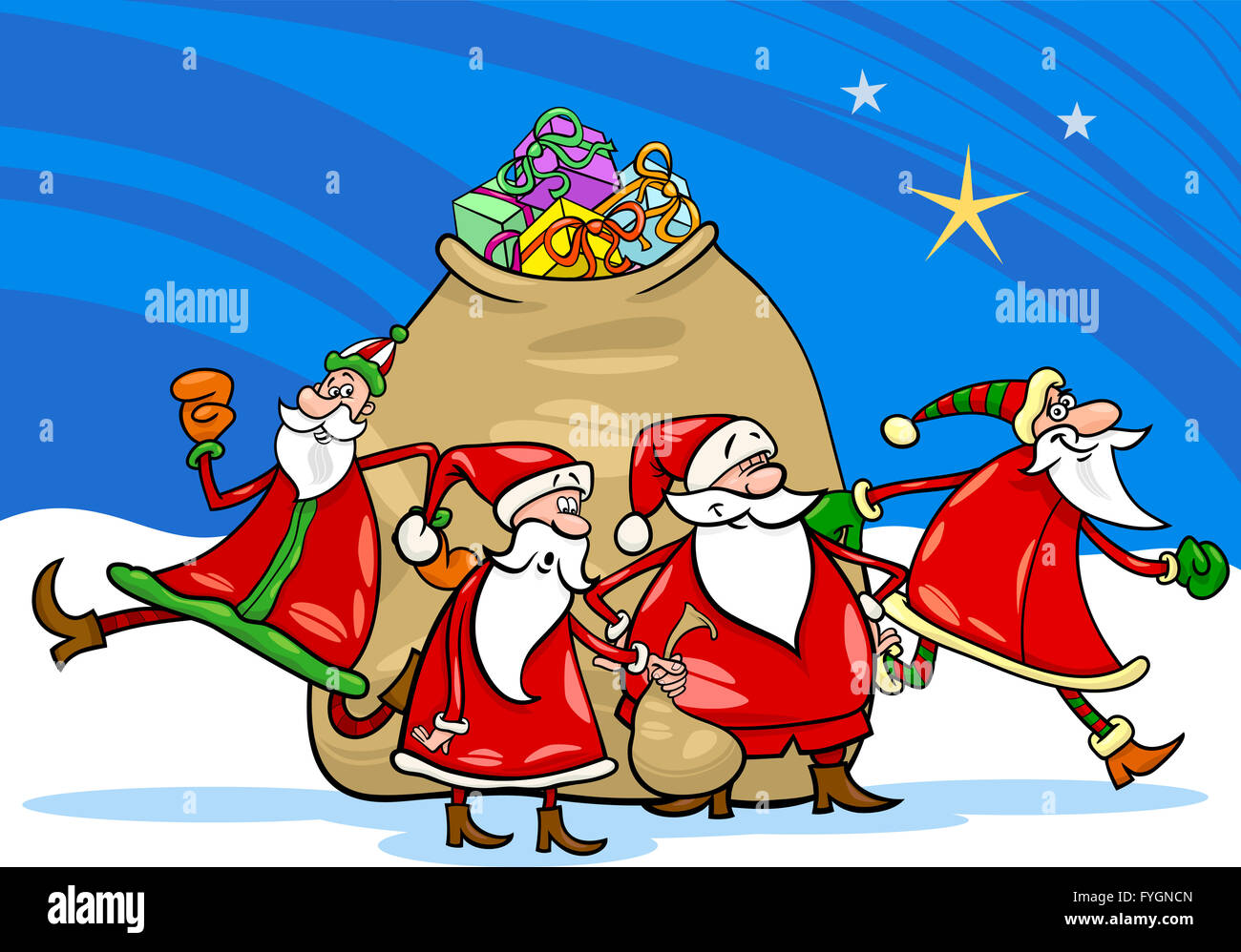 santa claus with presents cartoon Stock Photo - Alamy