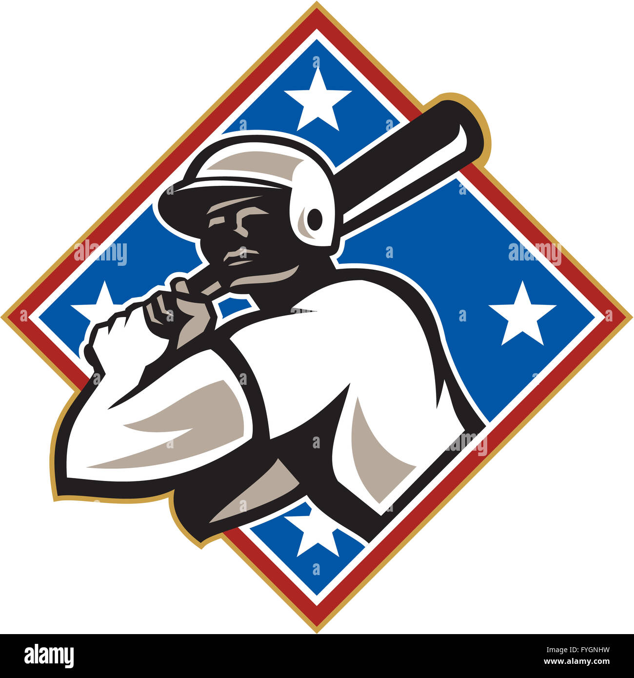 Baseball Hitter Bat Diamond Retro Stock Photo - Alamy