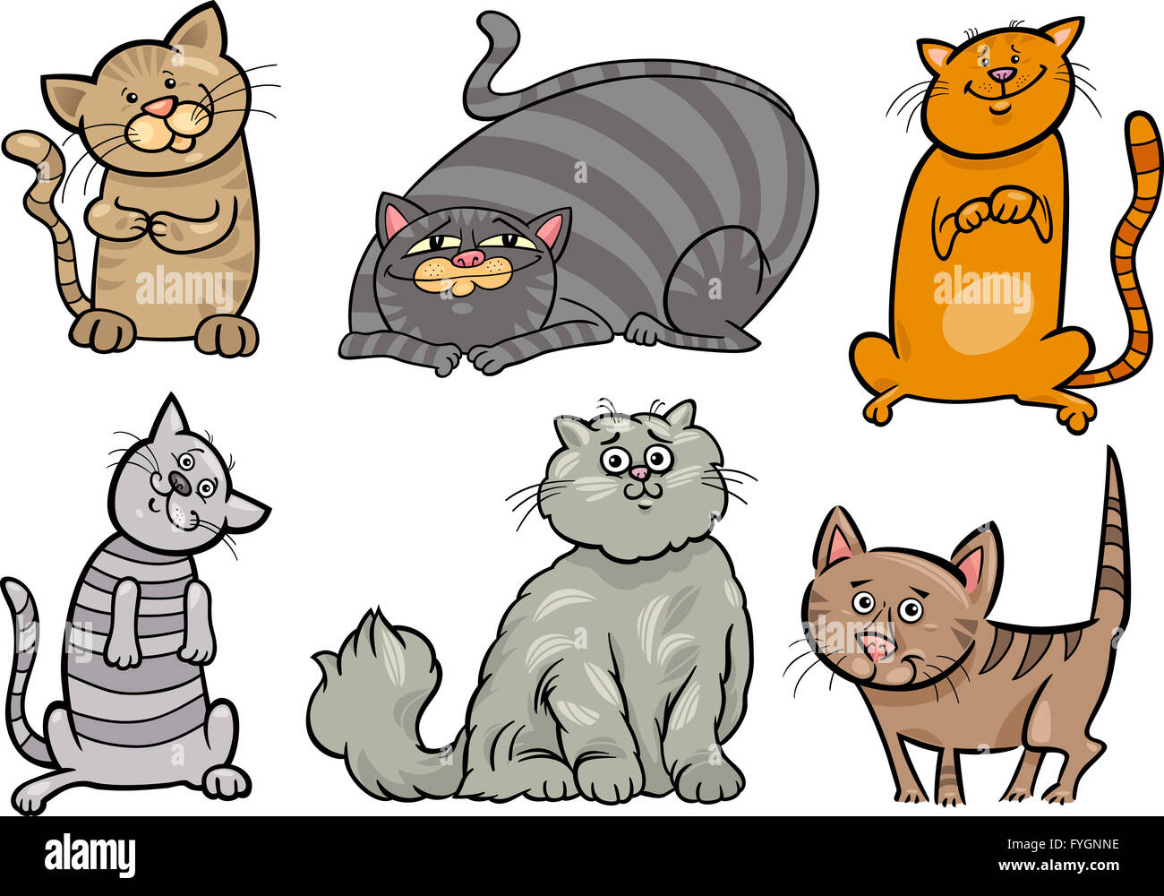 cute cats set cartoon illustration Stock Photo - Alamy
