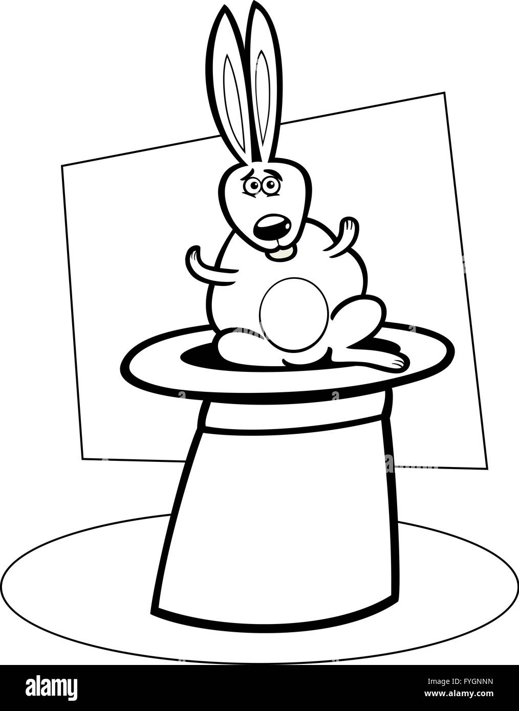 rabbit in hat cartoon for coloring book Stock Photo - Alamy