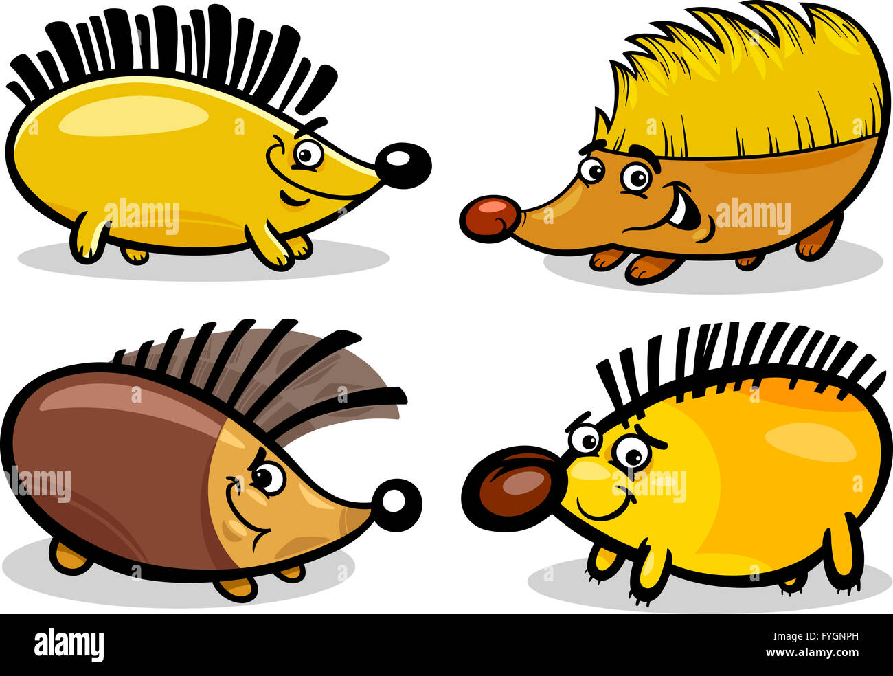 hedgehogs set cartoon illustration Stock Photo - Alamy
