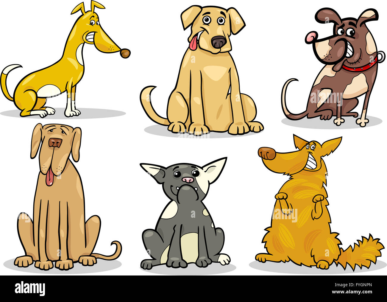 cute dogs set cartoon illustration Stock Photo - Alamy