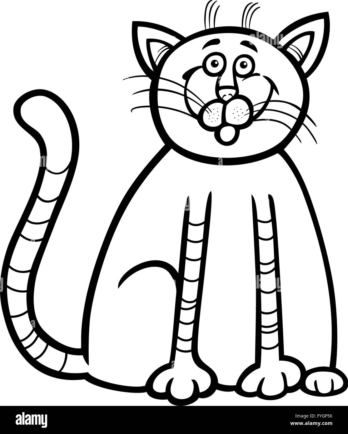 happy cat cartoon for coloring book Stock Photo - Alamy